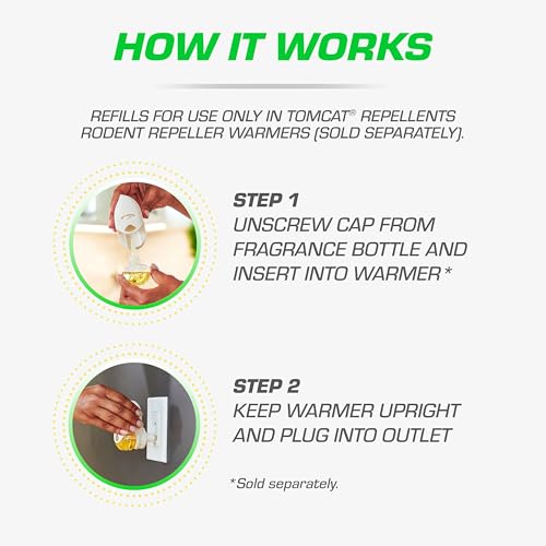 Tomcat Rodent Repeller Essential Oil Refill Pack Plug-In with Lemongrass, Cinnamon, and Peppermint Oil, 2 Refill Bottles