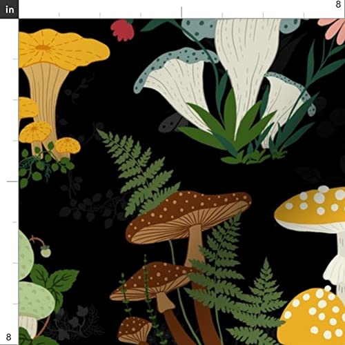 Spoonflower Fabric - Mushroom Garden Mushrooms Printed on Petal Signature Cotton Fabric Fat Quarter - Sewing Quilting Apparel Crafts Decor