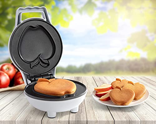 Mini Apple Waffle Maker - Make Breakfast Special for Kids or Adults w Individual 4 Inch Waffler Iron, Electric Non Stick Breakfast Kitchen Appliance, Great for College Dorms or Fun Gift