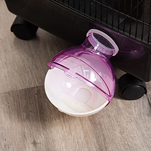 PawHut 2-Tier Hamster Cage, Small Animal Habitat for Rats, Gerbils, Mesh Wire Ventilated Enclosure with Exercise Wheel, Water Bottle, and Food Dishes