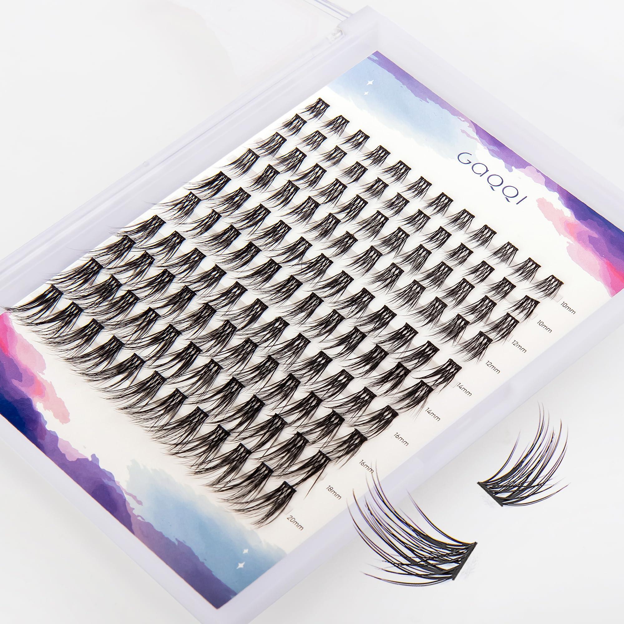 GAQQI Lash Clusters, GQ20 Individual Lashes 120pcs C Curl, DIY Lash Extension 10-20mm Mixed Length False Eyelash Clusters, Fluffy Natural Lash Wisps (GQ20,C Curl,10-20mm)
