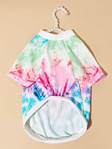 QWINEE Tie Dye Dog T Shirt Vest Dog Apparel Cat Clothes for Puppy Kitten Small Medium Large Dogs Multicolor Large