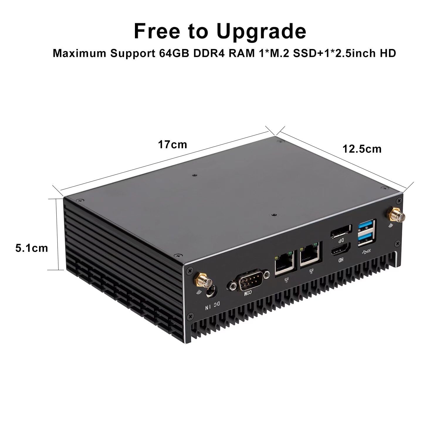 VENOEN Fanless Mini PC 6 Core i7 10710U with Win 11,Dual LAN Silent Portable Computer,HD 2.0/DP 4K Display,RS232 COM,USB-C,WiFi,BT 5.1,16GB DDR4 512GB M.2 SSD