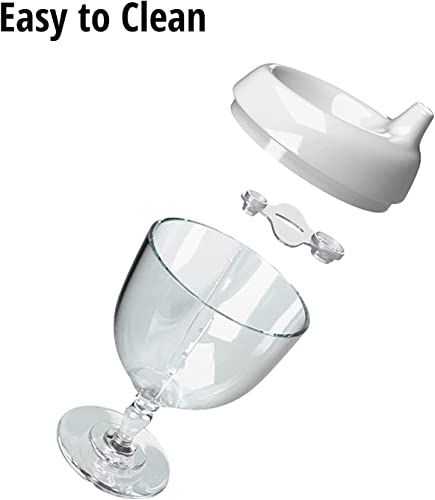 Toddler Sippy Cup - Plastic Wine Glass Goblet Beverage Mug Milk Bottle with Lid for Kids on Birthday Party Celebration (White, 1)