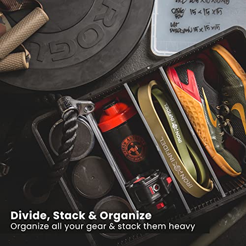 SIDIO CRATE Pro Pack - Two Full Size and One Half Size SidioCrate, Stackable Outdoor Organizer Storage Bins with Clear Lid and Dividers - Green