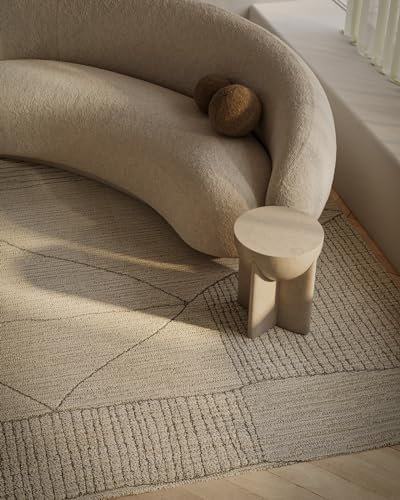 Momeni Rugs WREN 2 Area Rug, 5'3" X 7'3" Ivory Carpet for Living Room, Bedroom, Hallways, Bathroom, and Home Office