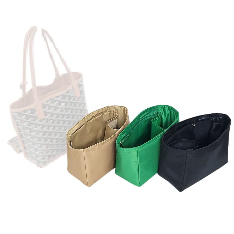 KEEPBLING Nylon Bag in Bag for Goyard Anjou Mini Organizer Inner with a Zipper Closer Waterproof (SAND)