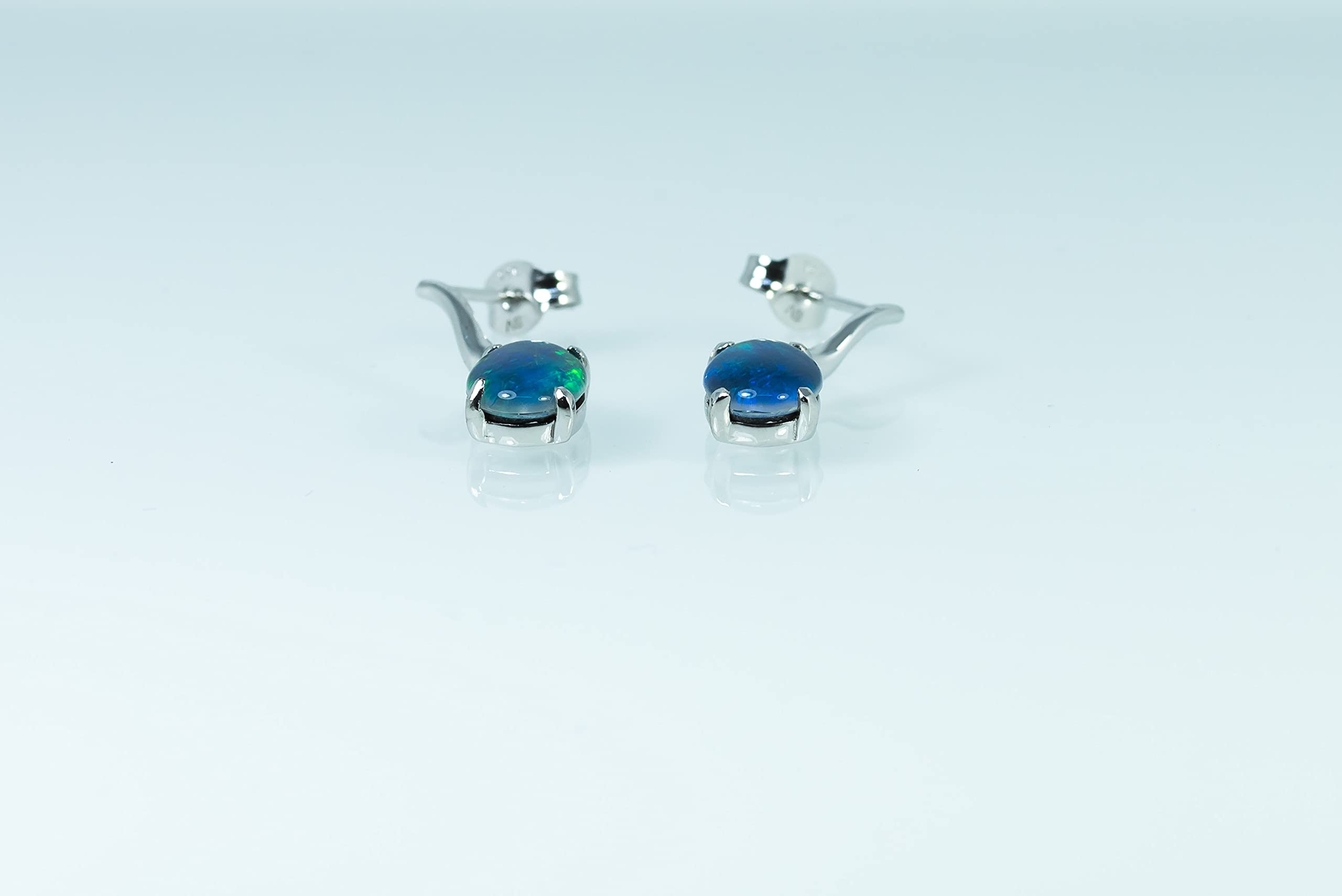 Genuine Opal Earrings - Australian Triplet Opal Earrings in 925 Sterling Silver with White Gold Plated Women's Jewelry…