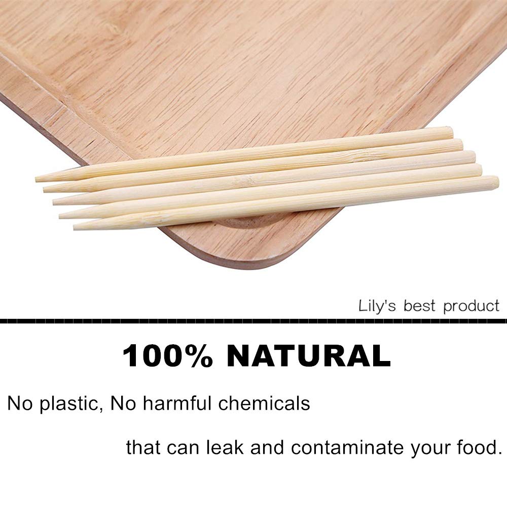HOPELF 5.5 inch Semi Point Bamboo Skewers - 5mm Thick Natural Bamboo Sticks For BBQ Caramel,Candy Apple Sticks, Corn Dog,Corn Cob,Cookie,Lollipop,Kabob,Gril.(100 pcs)