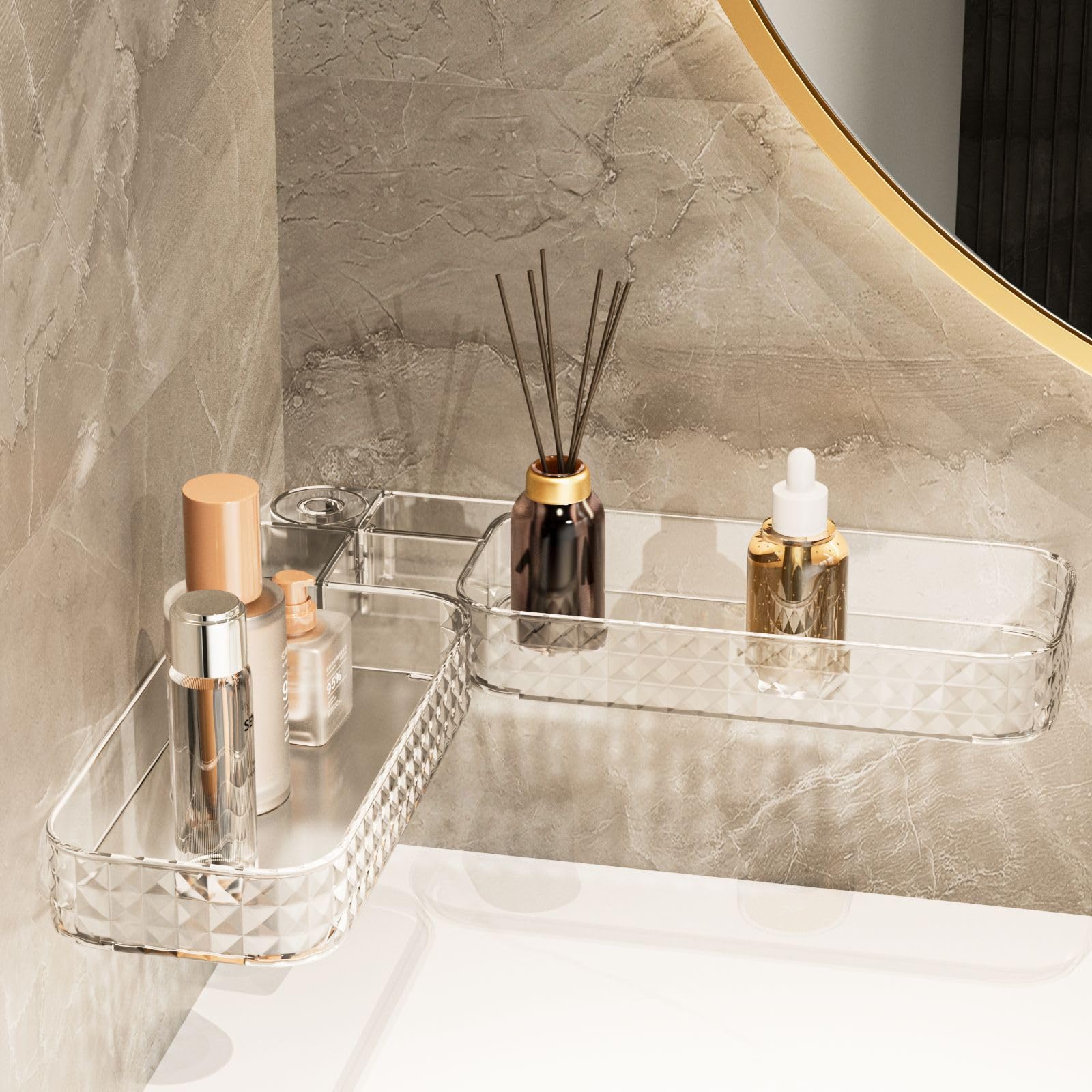 Light Luxury Foldable U-Shaped Shower, U-Shaped Shelf For Bathroom, Multifunctional Wall-mounted U-shaped Rotating Storage Corner Shelf, Punching-Free Storage Rack, Bathroom Shelf
