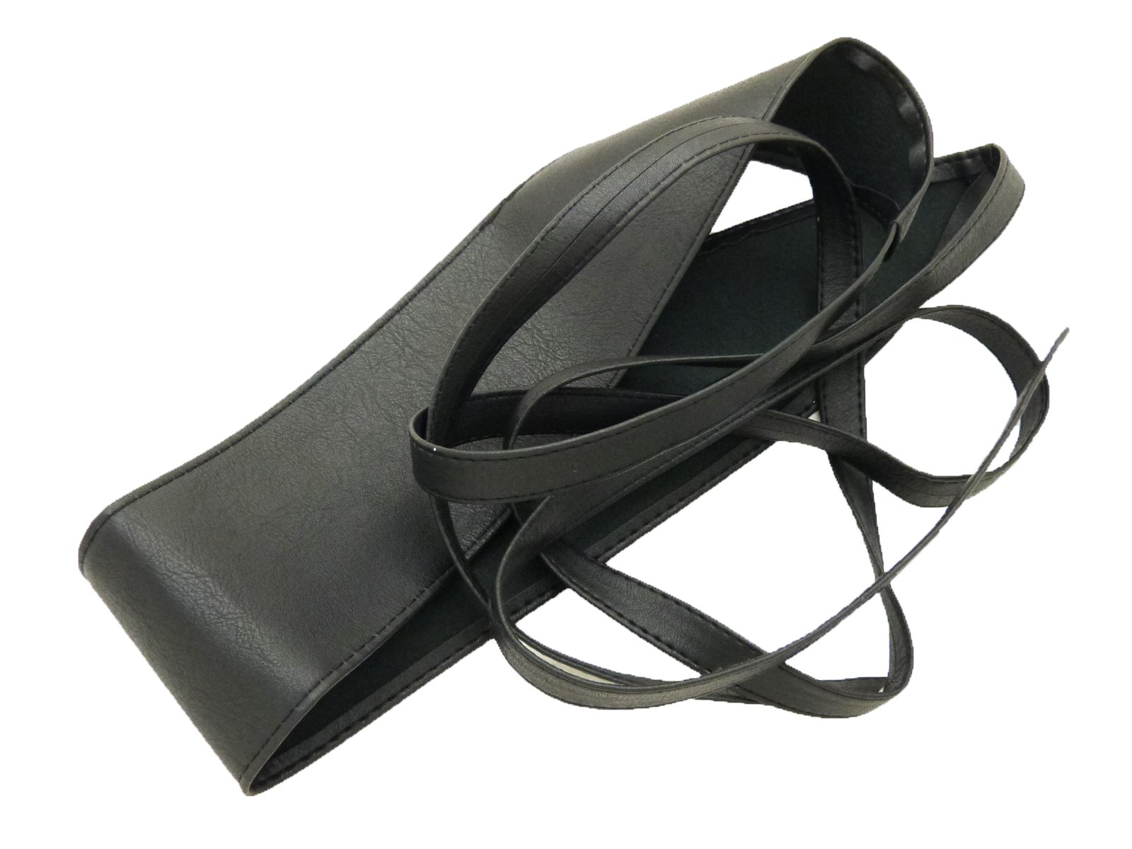 Fashion 21 Women's Wide Lace, Faux Leather Self Tie Wrap Obi Waist Belt (2 Style) (Black)