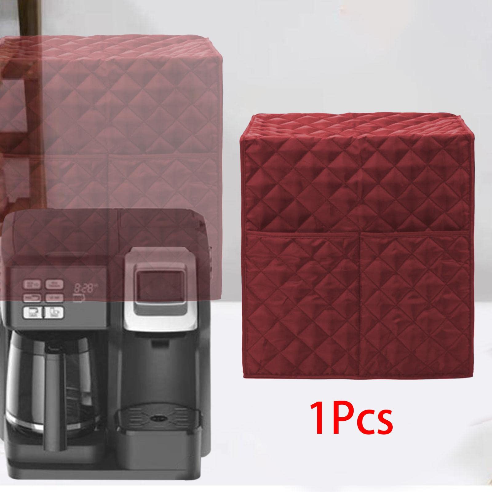 KLKCMS Coffee Machine Cover, Espresso Machine Quilted Protective Cover, Kitchen Appliance Covers, , red