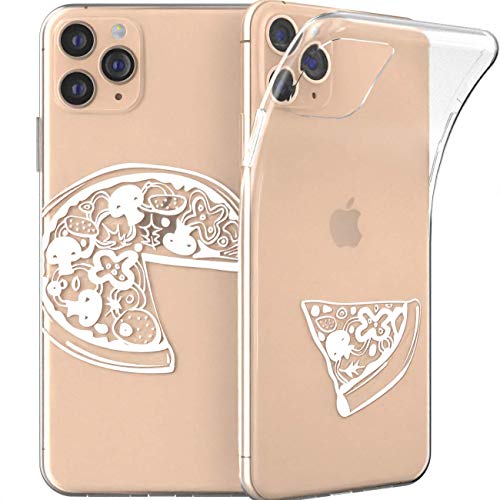 Toik Matching Couple Cases for Apple iPhone 11 Pro Xs Max Xr 10 X 8 Plus 7 6s 5s SE Cover Girlfriend Cute Anniversary Boyfriend Sketch Slice Pizza Slim Drawing Design Simple BFFs Protective Flexible