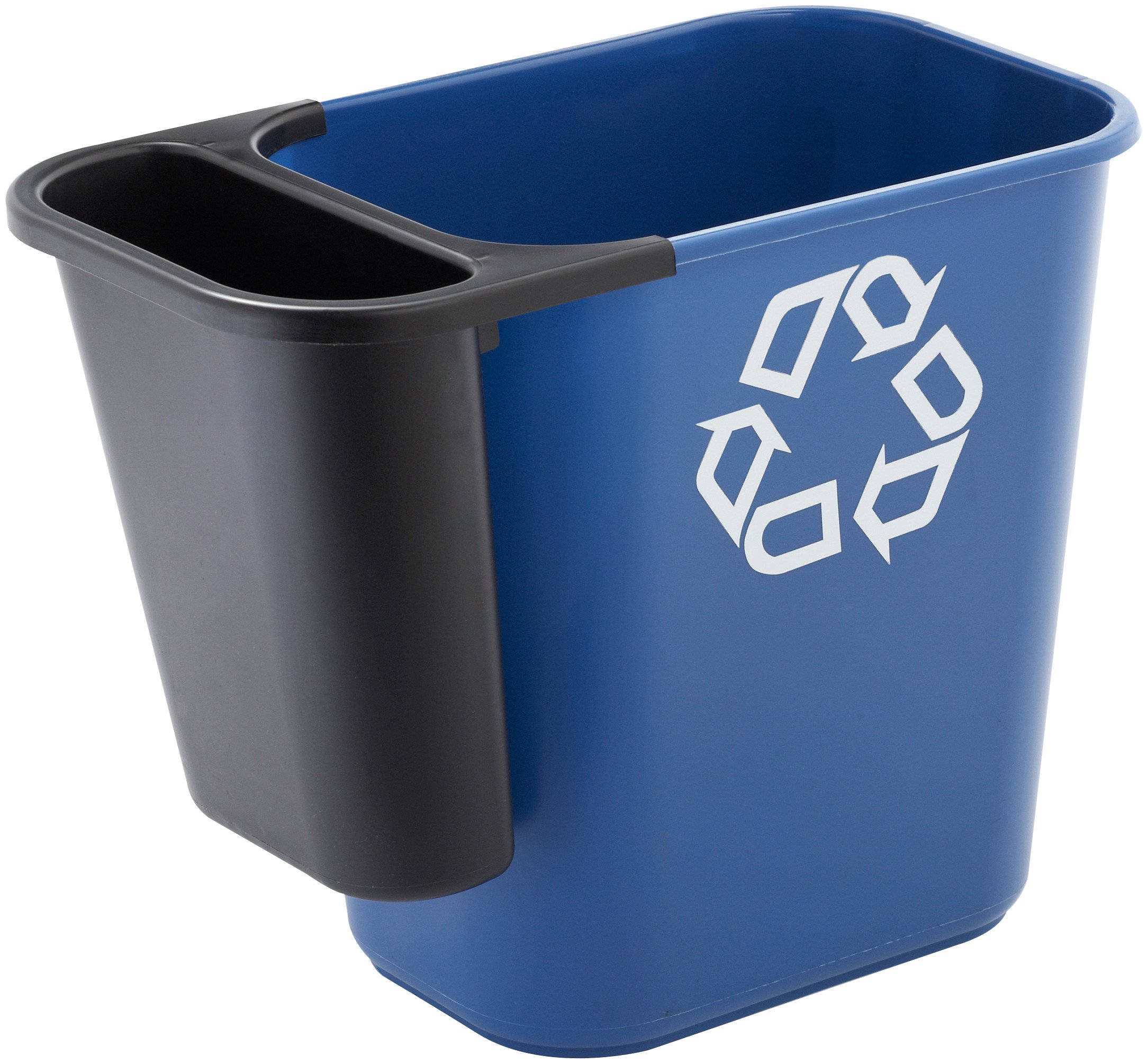 Rubbermaid Commercial Products Plastic Resin Deskside Wastebasket/Recycling Side Saddle Basket, Black, For Home/Office/Under Desk