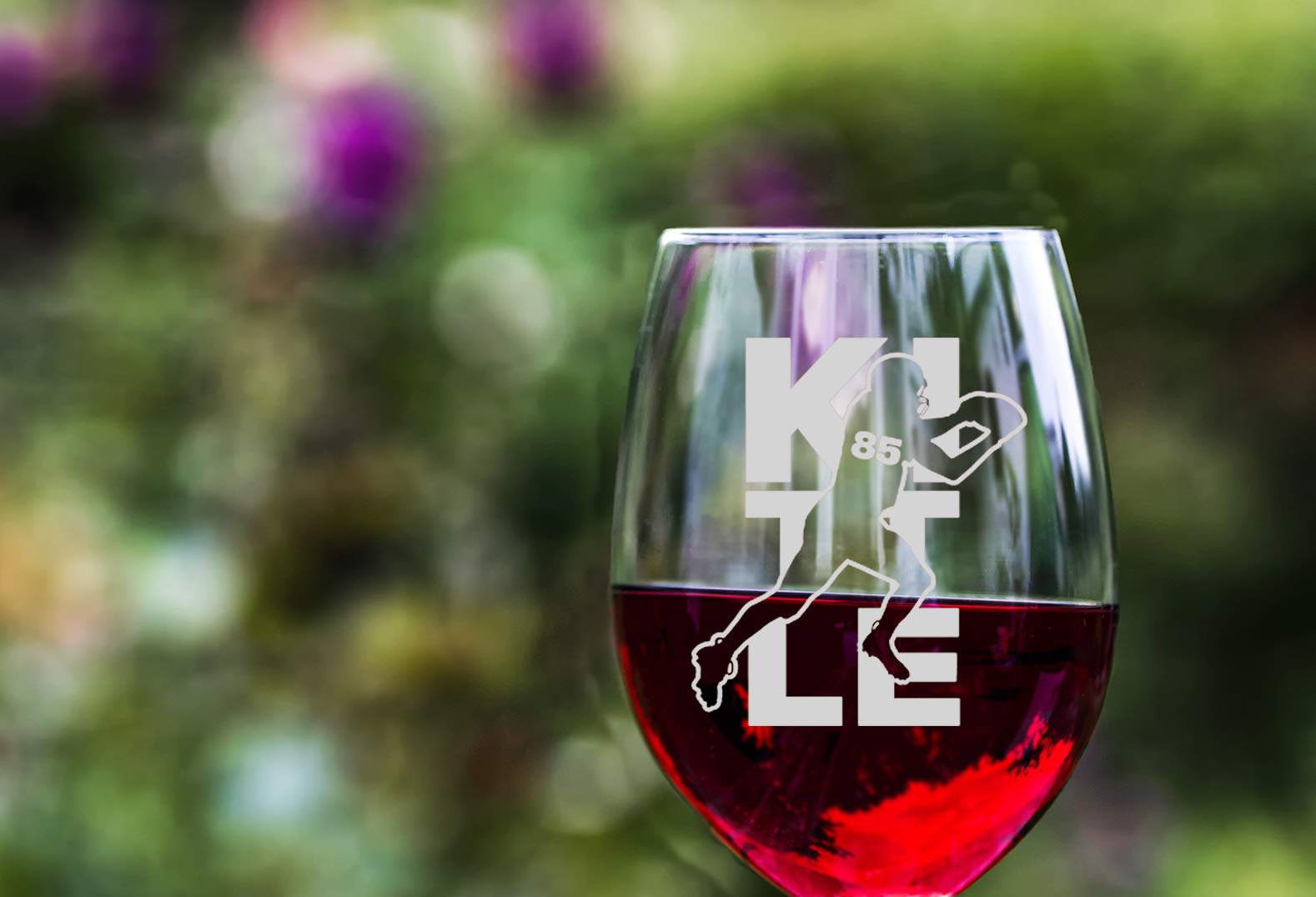 Hat Shark Football Sports Athletic Player - Laser Engraved Stemless Wine Glasses (Kittle #85)
