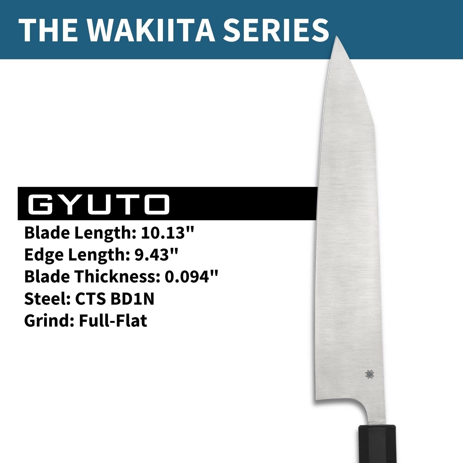 Spyderco Minarai Gyuto Premium Kitchen Knife with 10.13" CTS BD1N Super Blue Stainless Steel Blade and Polypropylene Handle - K19PBK