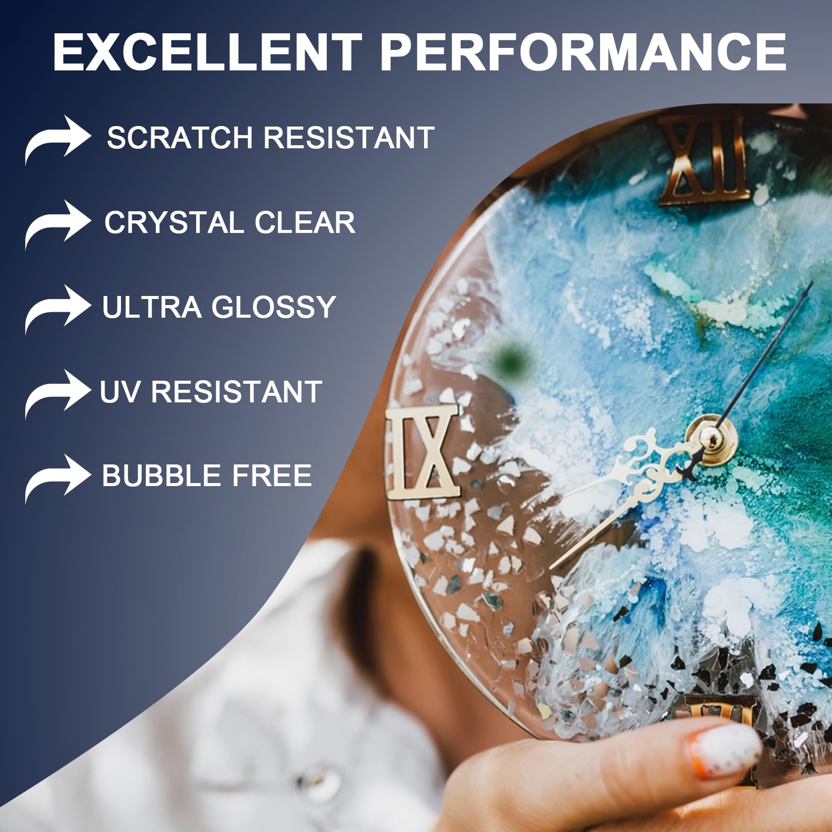 Epoxy Resin 1 Gallon - Crystal Clear Epoxy Resin Kit, 2 Part Casting Resin for Art, No Yellowing, No Bubble, Self Leveling, High Gloss, Suitable for DIY Jewelry, Resin Craft, Desktop Coating, Casting
