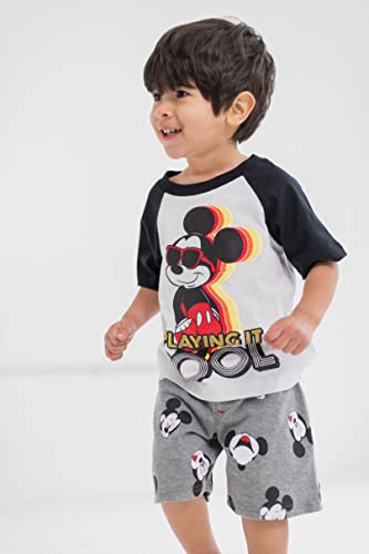 Disney Mickey Mouse Infant Baby Boys Graphic T-Shirt & French Terry Shorts White/Grey 18 Months