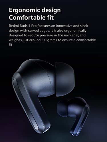 Xiaomi Redmi Buds 4 Pro TWS Wireless Earbuds Earphone Bluetooth 5.3 Active Noise Cancelling 3 Mic Wireless Headphone 36 Hours Life, 3-mic Noise Reduction for Calls, in-Ear Detection, White