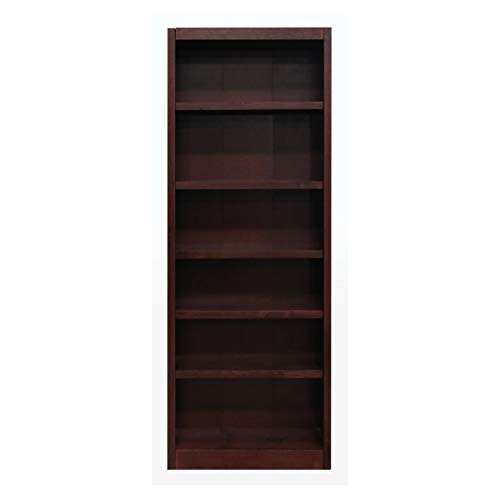 Traditional 84" Tall 6-Shelf Wood Bookcase in Espresso