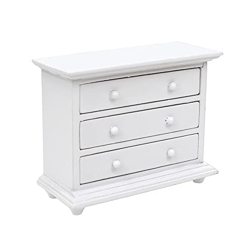 White Wooden Nursery Bedroom (5pcs) 1:12 Scale Dollhouse Furniture,Non-Toxic Paint