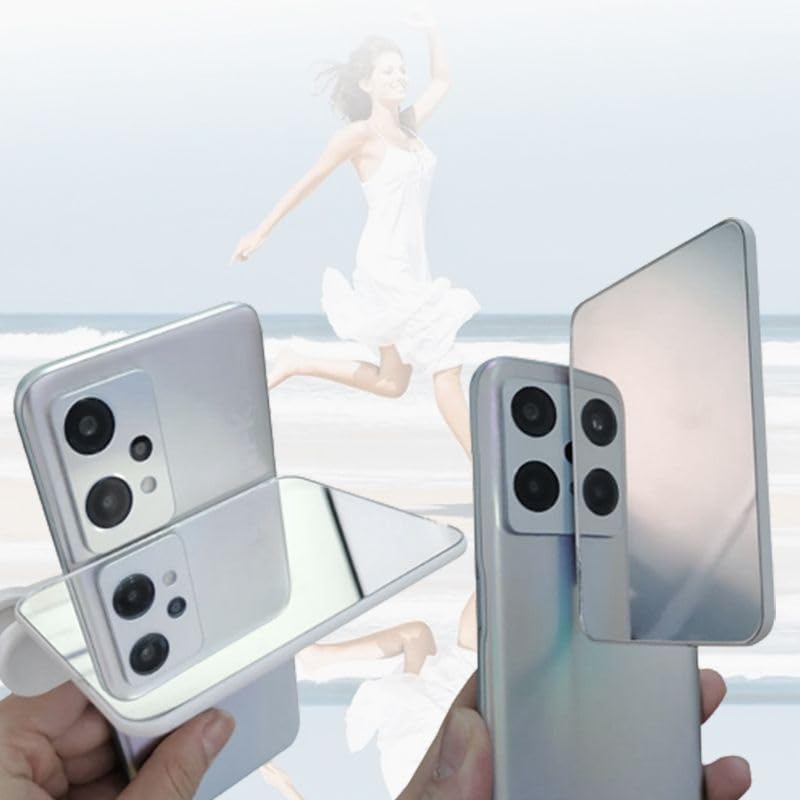 Smartphone Camera Mirror Reflection Clip Kit, Mobile Phone Reflection Camera Clip Selfie Reflector, Mobile Phone Shooting Supplies, Mirror Reflection for Phone Camera (2pcs-Black+White)
