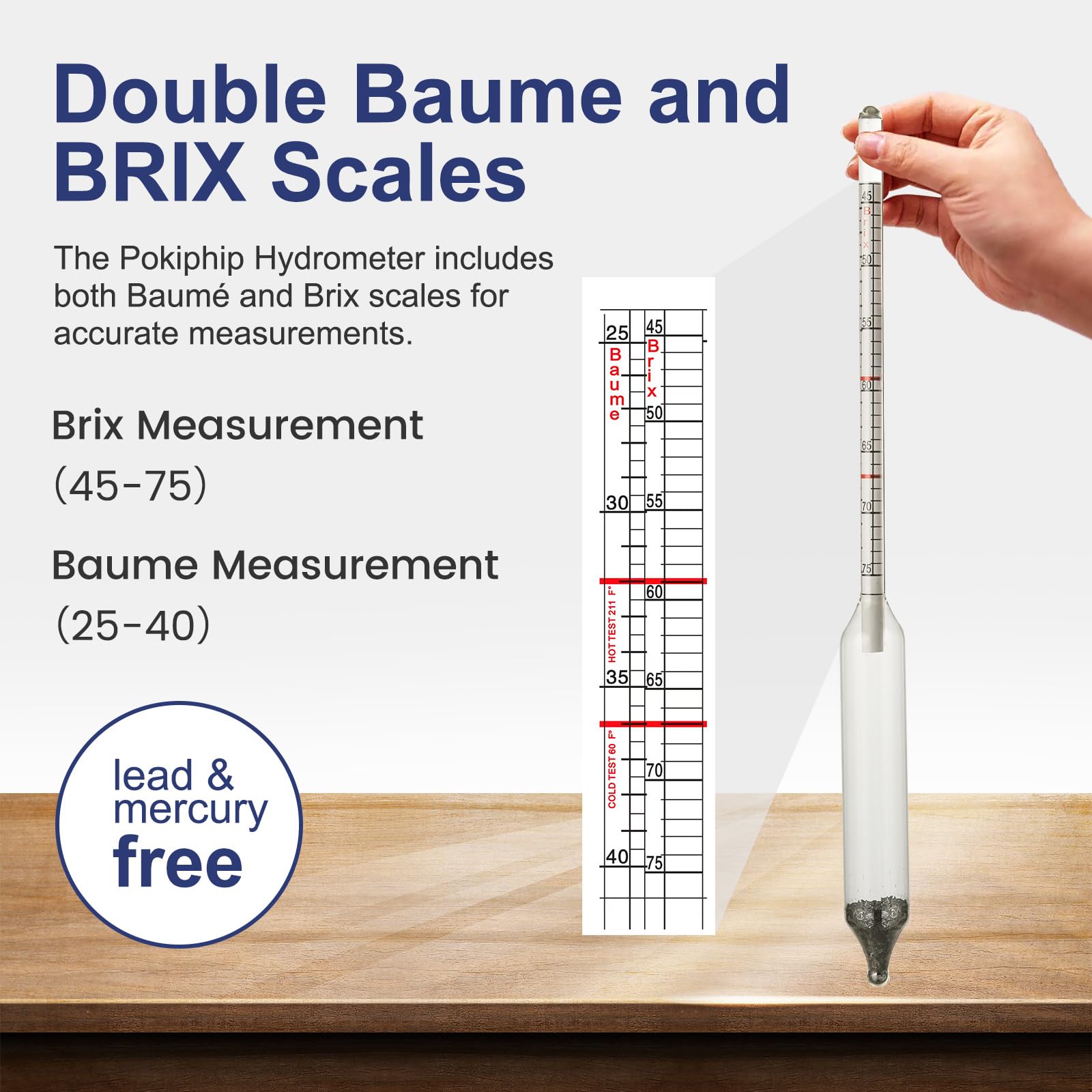 Maple Syrup Hydrometer Test Cup Kit, Maple Syrup Density Kit, Measures Sugar Content in The Syrup, Stainless Steel Maple Syrup Kit, Easy to Read and Accurate, with Cleaning Brush