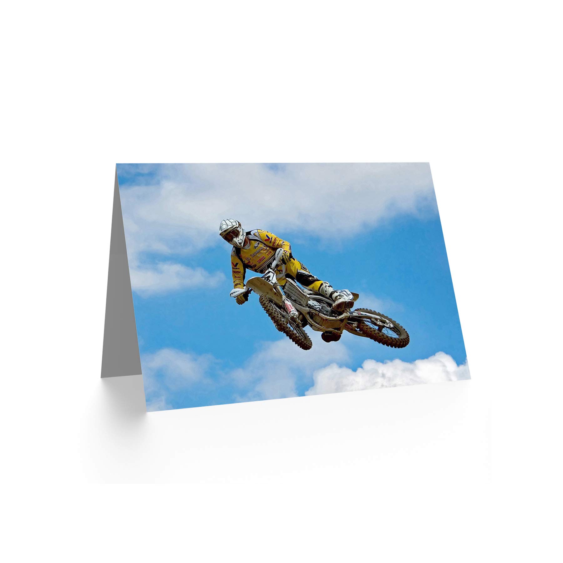 Wee Blue Coo MOTOCROSS DIRT BIKE JUMP SPORT PHOTO BIRTHDAY BLANK GREETINGS CARD