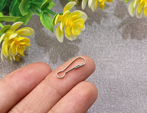Mini Skater 0.63Inch Mini Metal Spring Hooks, Tiny Stainless Steel Lanyards Snap Clip Hooks, Keyring Accessory for Purse,Curtains,Jewelry Ring Craft and ID Card Key Chain Clip Parts(Silver, 200Pcs)