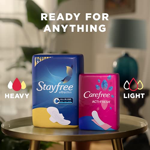 Stayfree Ultra Thin Regular Pads with Wings For Women, Reliable Protection and Absorbency of Feminine Moisture, Leaks and Periods, 36 count - Pack of 4