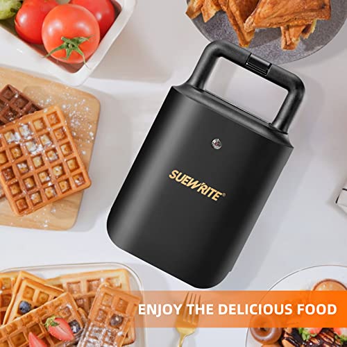Mini Waffle Maker, Waffle Iron, Non-Stick 2-in-1 Waffle Machine with Removable Plates, Belgian Waffle Maker with Easy to Clean, Black
