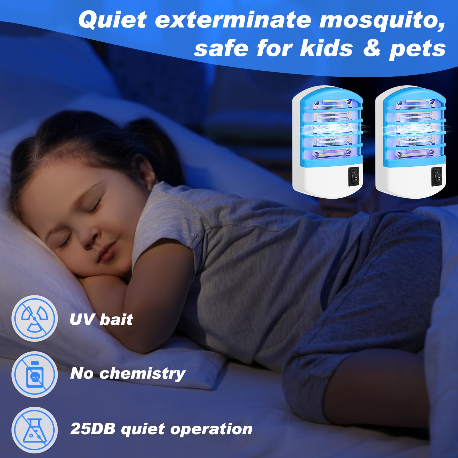 Qualirey Bug Zapper Indoor Plug in Mosquito Indoor Insect Electric Mosquito Fly Zapper Electronic Mosquito with LED Light for Home Kitchen Bedroom Baby Office (4 Pcs)