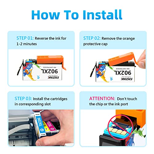 FASTINK HP 902 Ink Cartridge HP 902XLCombo Pack Compatible Ink Cartridge Replacement for HP Officejet Pro 6978 6968 6962 6958 6970 Ink Cartridges, 5-Pack (2 Black, 1 Cyan, 1 Magenta)