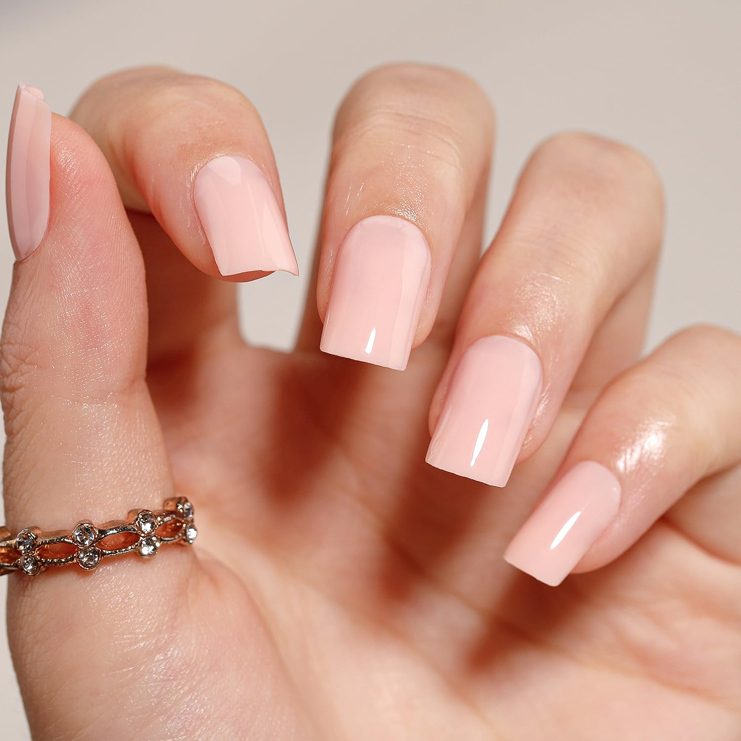Extra Short Press on Nails,BettyCora Square Round 24 PCS Fake False Nail Tips Nail Kit with Nail Glue,Nail File,Prep Pad,Brown Tan
