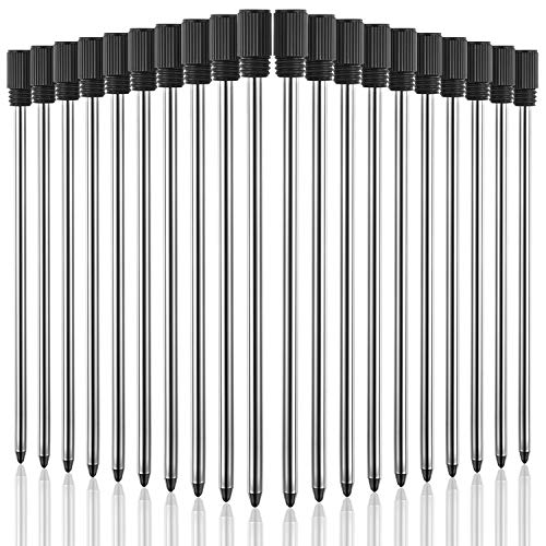 TecUnite 2.75 Inch Ballpoint Pen Refills for Diamond Crystal Stylus Pens and Ballpoint Pens with Black Velvet Bag, 20 Pieces (Black Refill)