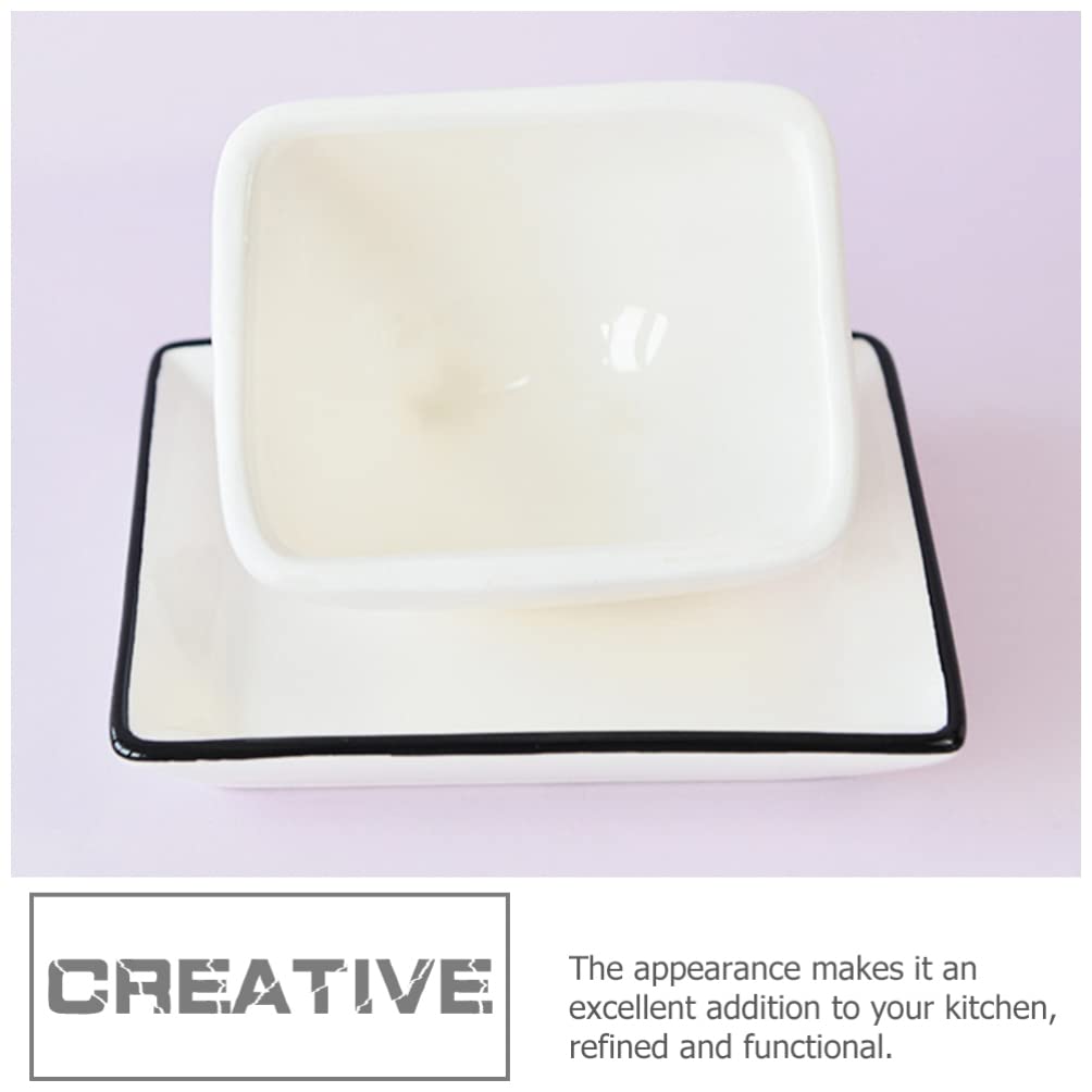 Hemoton Butter Holder Butter Box Clamshell Dish Household Ceramics Cheese Dish