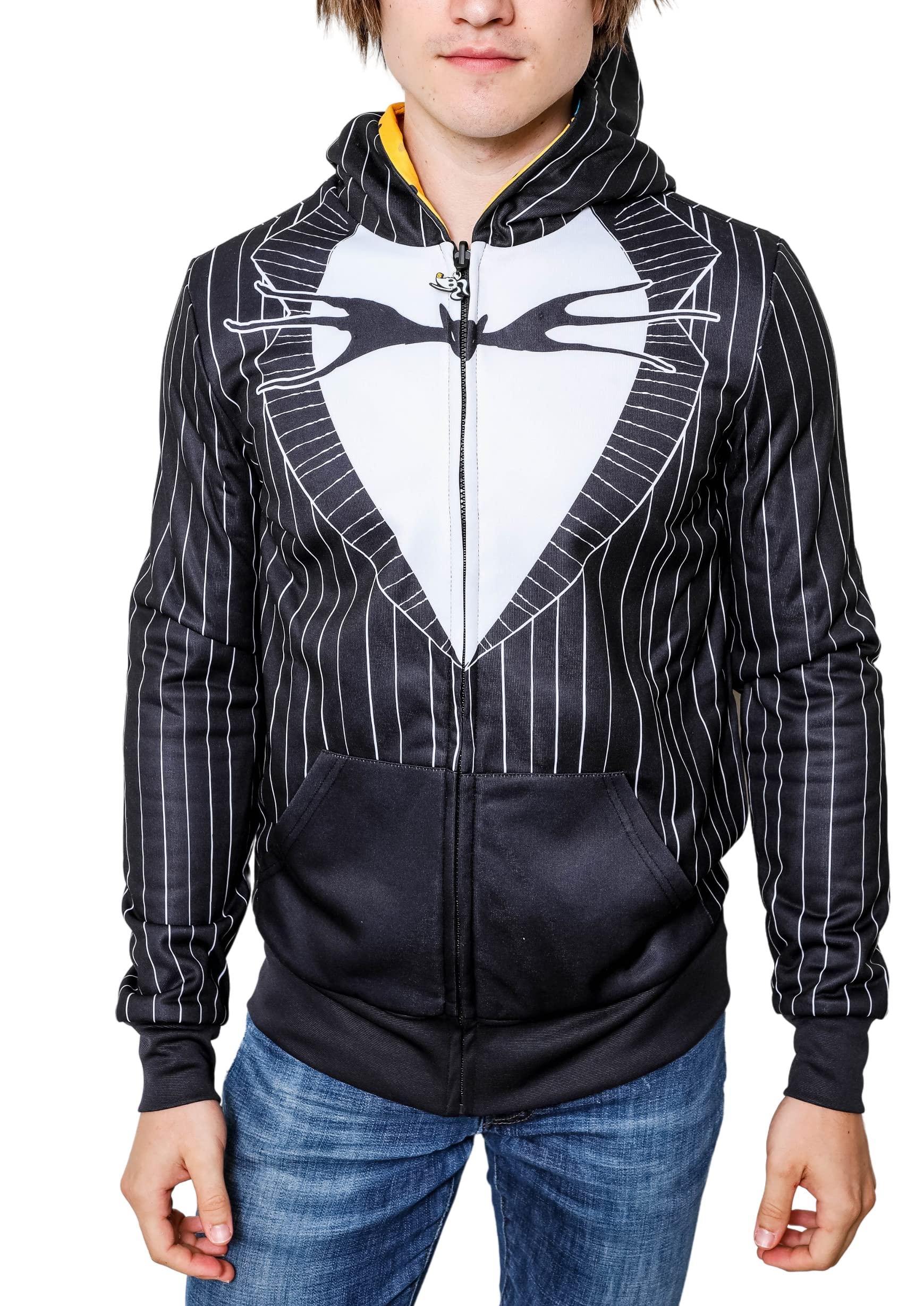 Disney Nightmare Before Christmas Jack Skellington Sally Reversible Costume Hoodie Sweatshirt(XS, Multicolor)