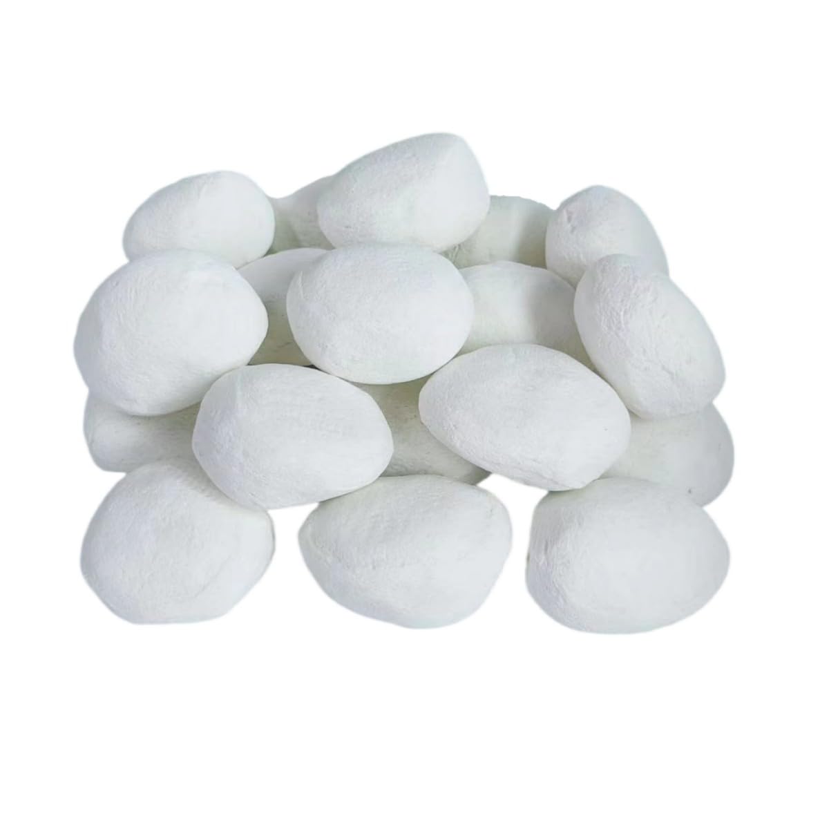 Gas Logs Ceramic Pebbles,24PCS Gas Fireplace Logs,Inside Fireplace Accessories,Ceramic Wood Logs for Gas Logs,Propane Fire Pit (White)