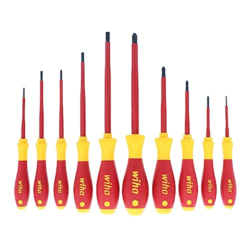 Wiha 32093 Slotted and Phillips Insulated Screwdriver Set, 1000 Volt, 10 Piece