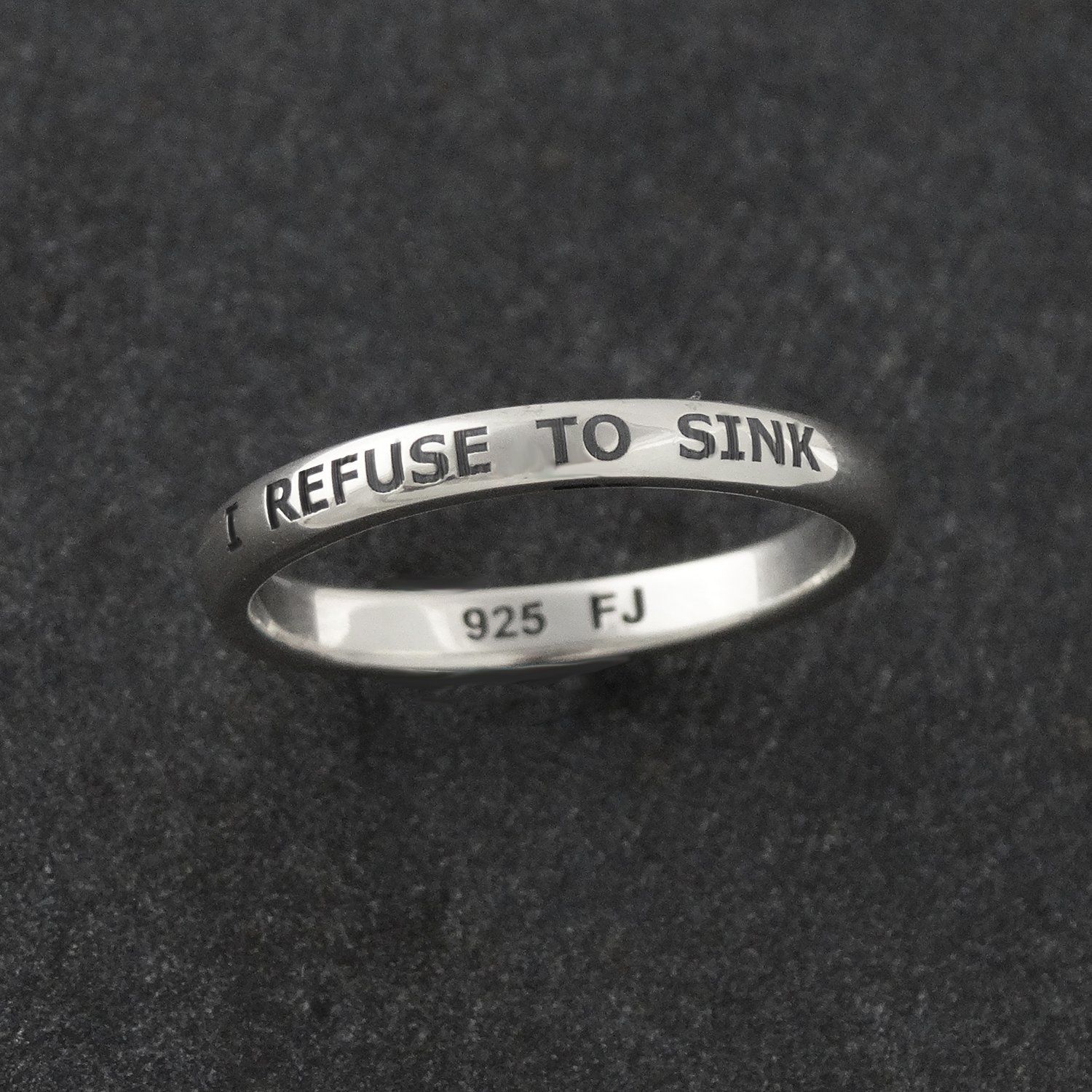 FashionJunkie4Life Sterling Silver I REFUSE TO SINK Engraved Stackable Ring, Sizes 6-10 (6)