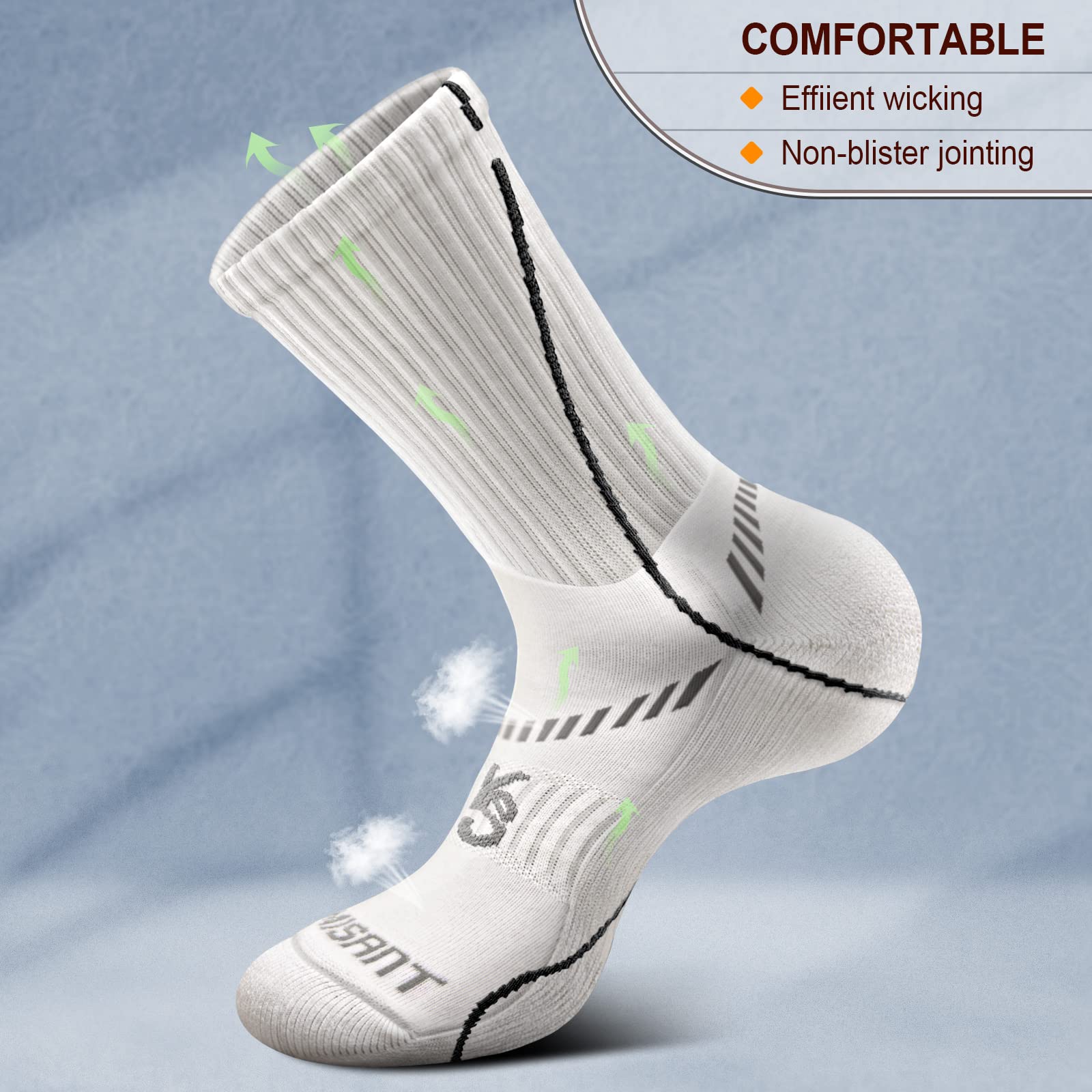 KEMISANT Men Compression Socks 3/6 Pairs, Athletic Socks Cushioned Sole for Men Running Walking,Arch Support