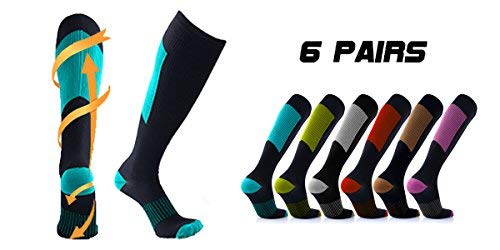 Extreme Fit Copper Compression Socks for Men & Women - made for running, athletics, pregnancy and travel - 6 Pair (Large/X-Large)