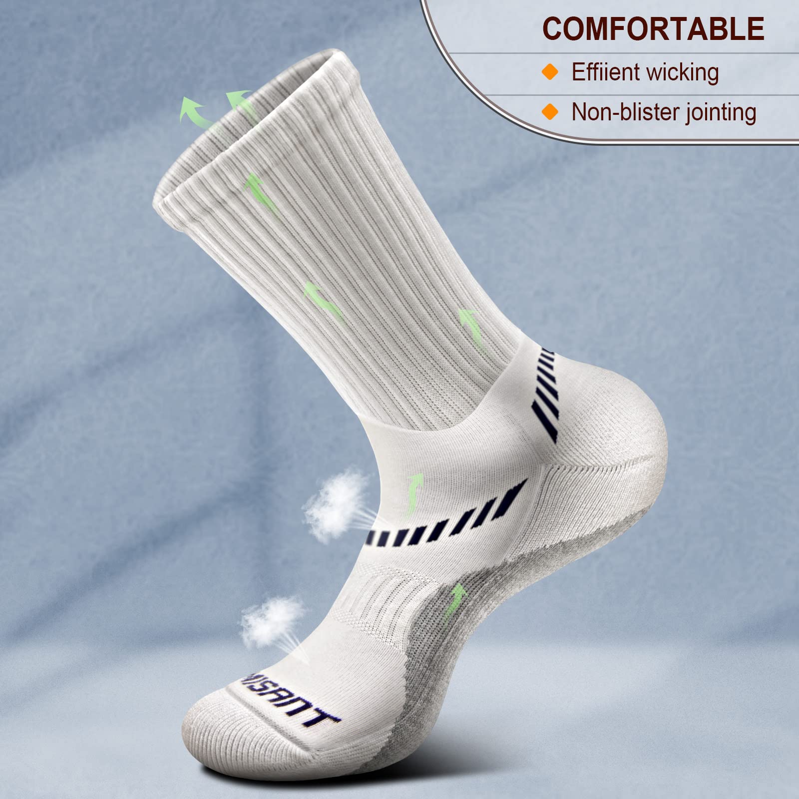 KEMISANT Mens Socks 6 Pairs, Sports Running Athletic Socks Compression for Men with Full Cushioned Sole