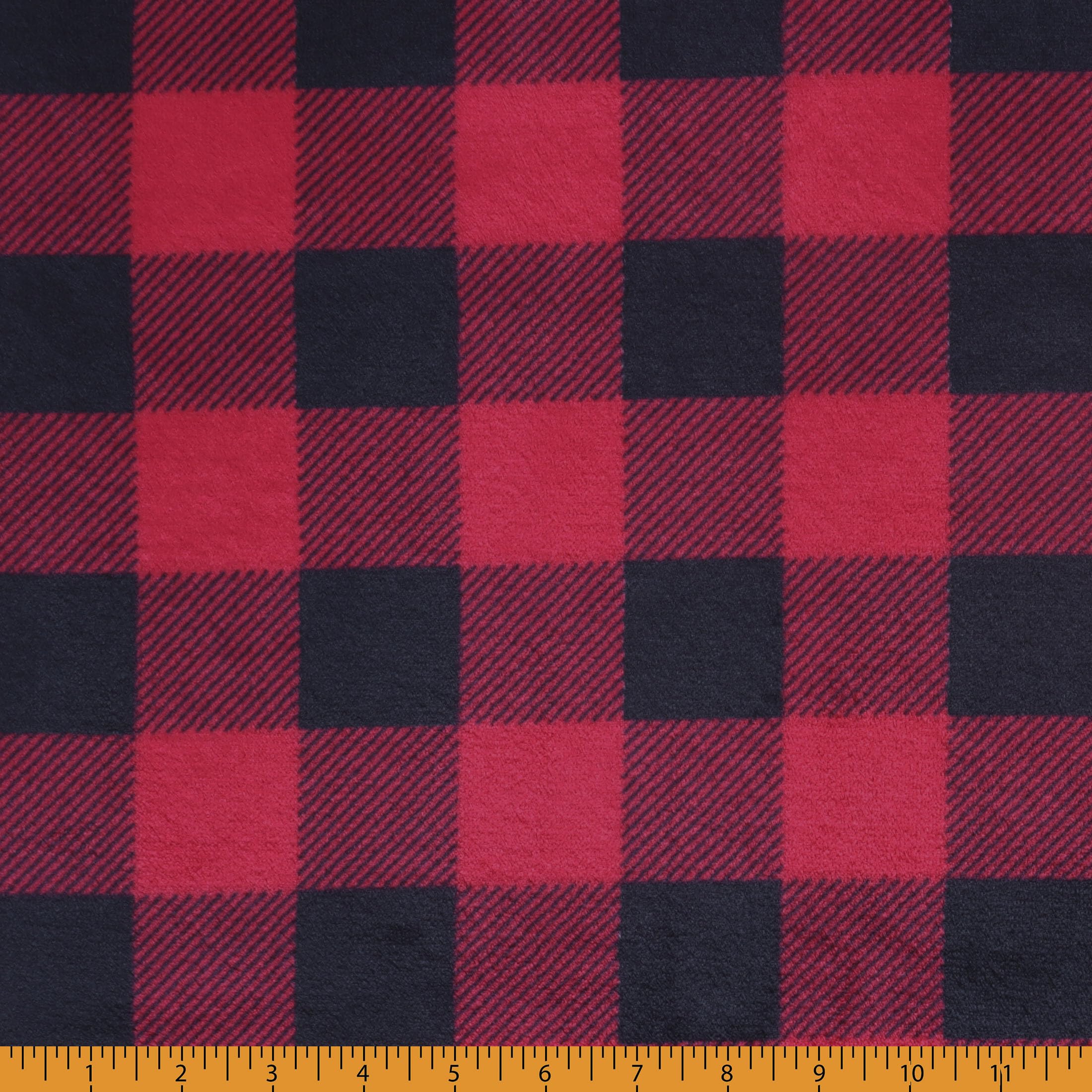 Mook Fabrics Fleece Flannel Buffalo Plaid, Red Cut by The Yard
