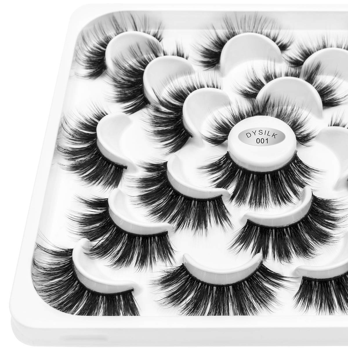DYSILK 10 Pairs 6D Faux Mink Eyelashes Fluffy Wispy Long Dramatic Look False Eyelashes Volume Thick Extension Fake Eyelashes Natural Soft Makeup Handmade Reusable Lashes Pack No Glue
