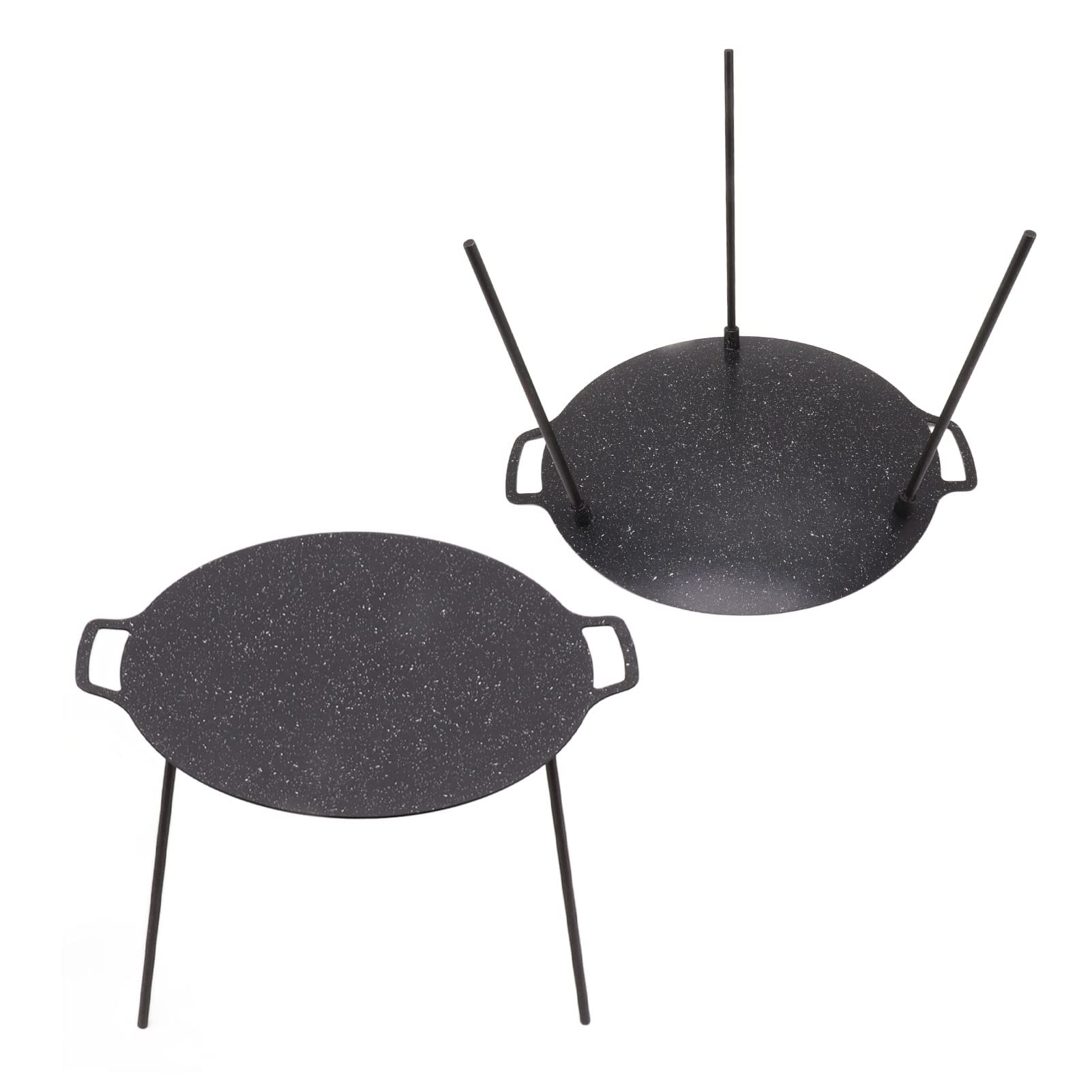 Round BBQ Grill Pan Prevent Stick 6 Layer Coating Handles Medical Stone Barbecue Plate Fast Thermal Conductivity Stable Support for Stove Oven Outdoors (41CM)