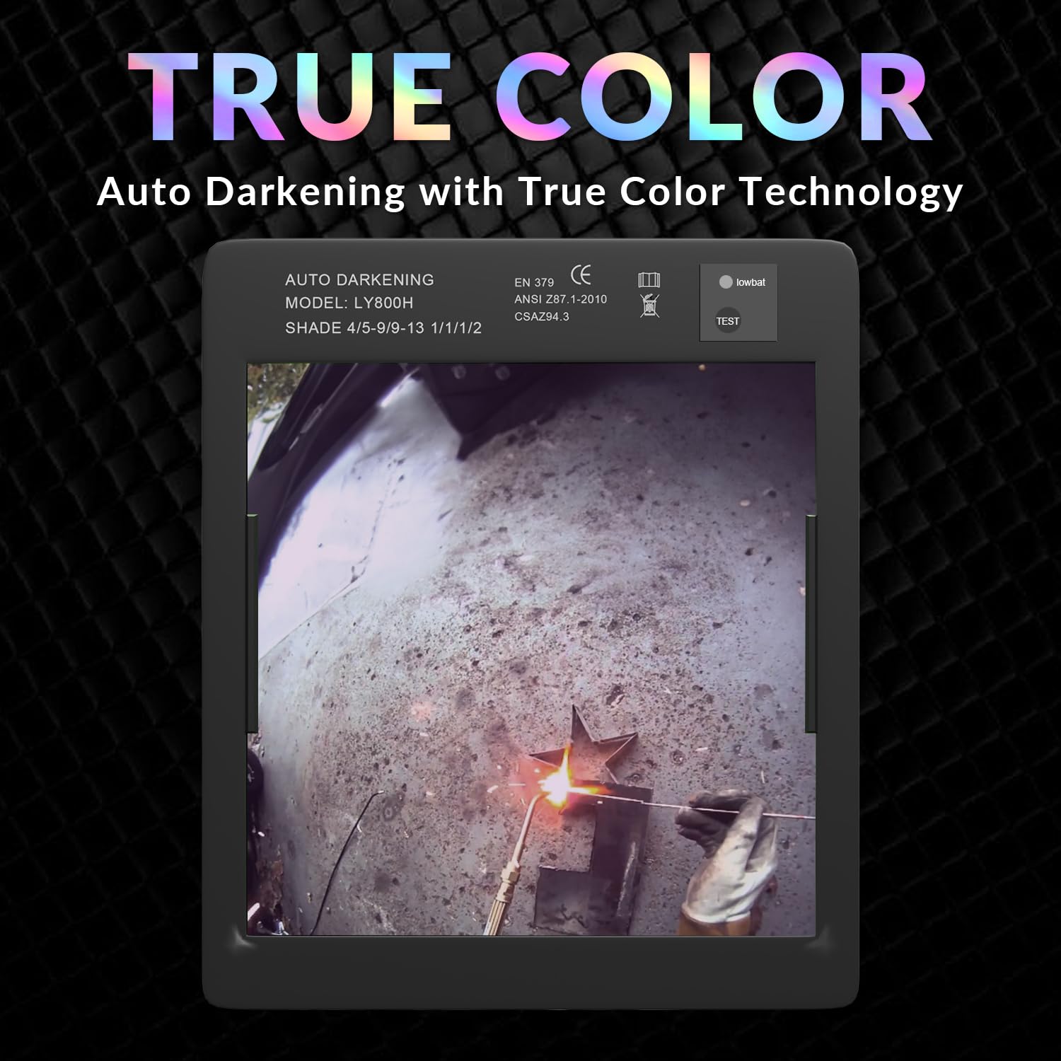 GZ GUOZHI Welding Helmet, Large Viewing Screen 3.93"X3.66", True Color Solar Powered Auto Darkening Welding Helmet, Wide Shade Range 4~5/9-9/13 Welding Mask with Weld/Grind/Cut Mode for TIG MIG ARC