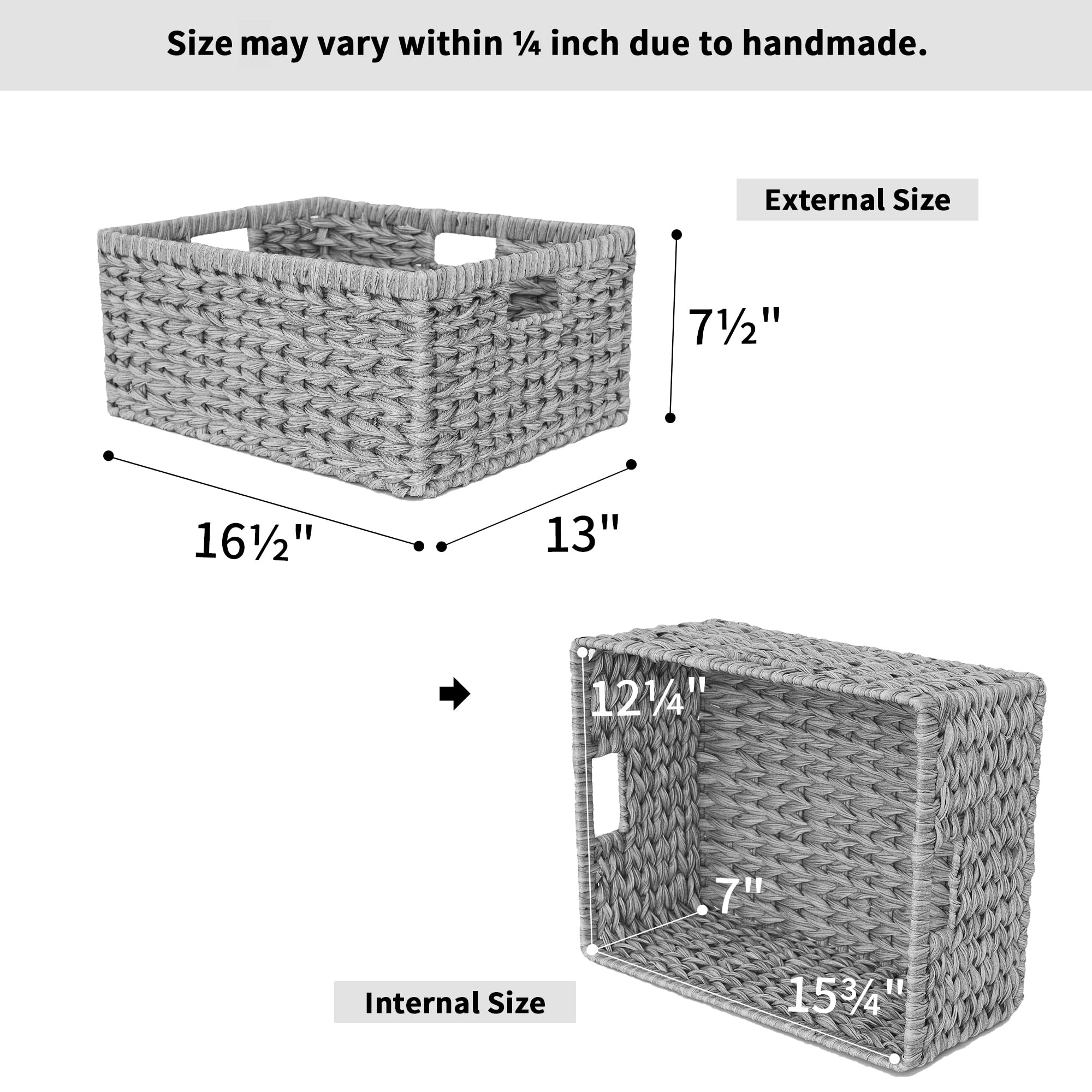 GRANNY SAYS Bundle of 3-Pack Wicker Baskets & 1-Pack Wicker Shelf Basket for Organizing