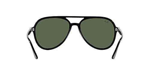 Ray-Ban RB4376F Low Bridge Fit Aviator Sunglasses, Black/Dark Green, 57 mm