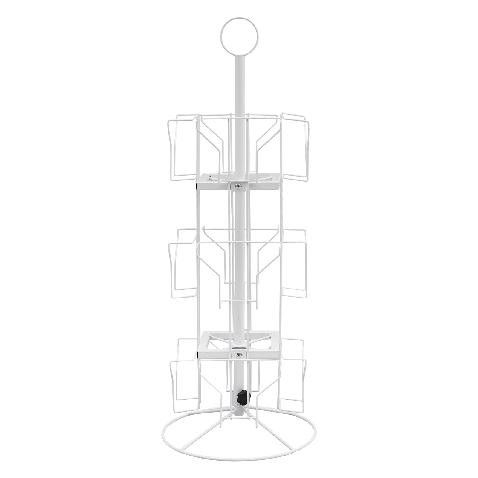 JAJADAH Rotating Greeting Card Rack, Display Stand Spinning Floor Stand, Pocket Rotating Holder for Classroom Office Library & Shopping Mall (3 Tiers - White)